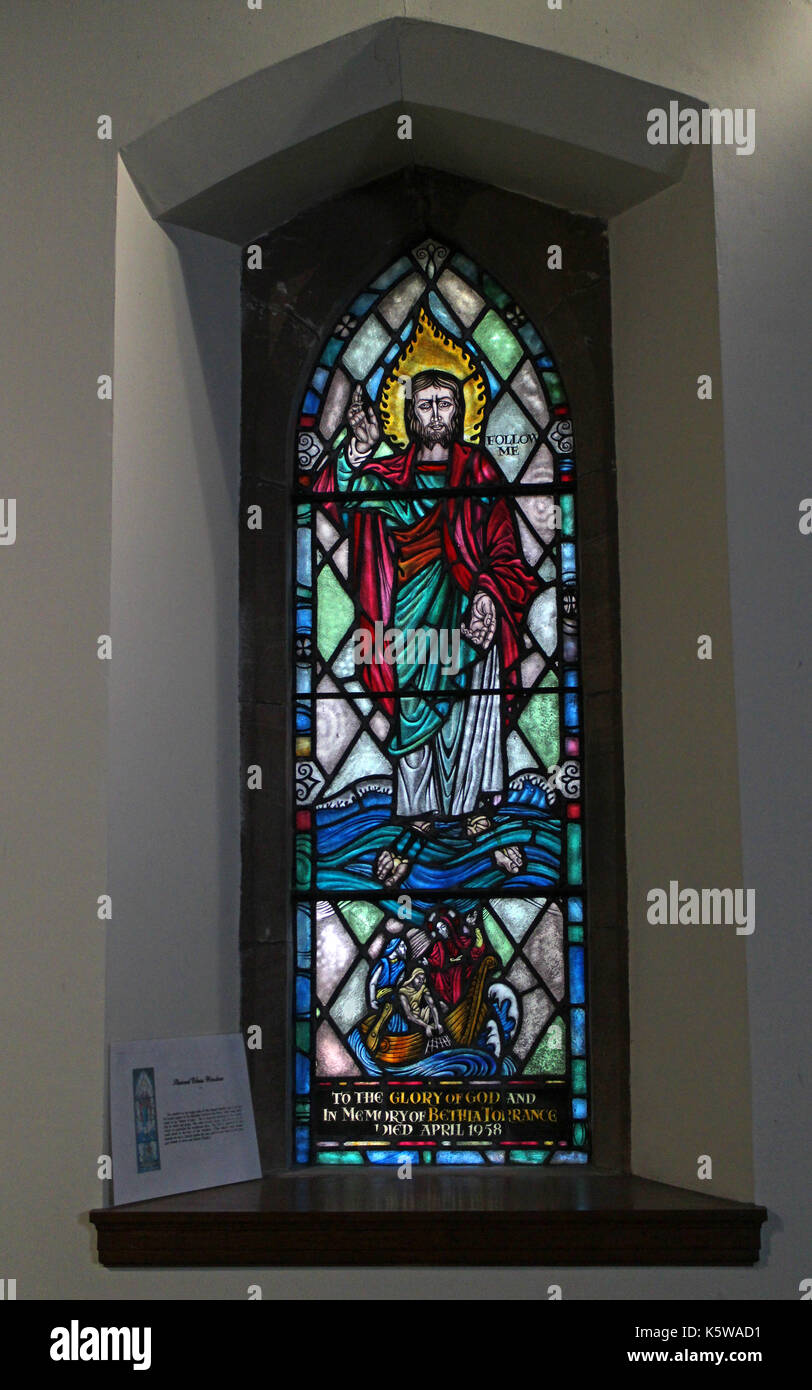 Stained Glass window in Brodick Parish Church, Isle of Arran Stock ...