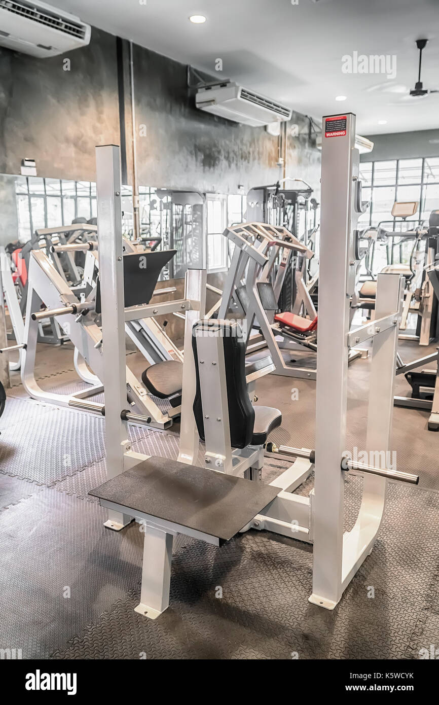 Interior of new modern gym with equipment Stock Photo - Alamy