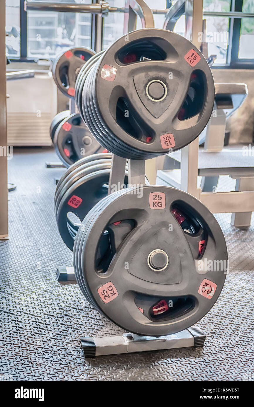 Interior of new modern gym with equipment Stock Photo - Alamy