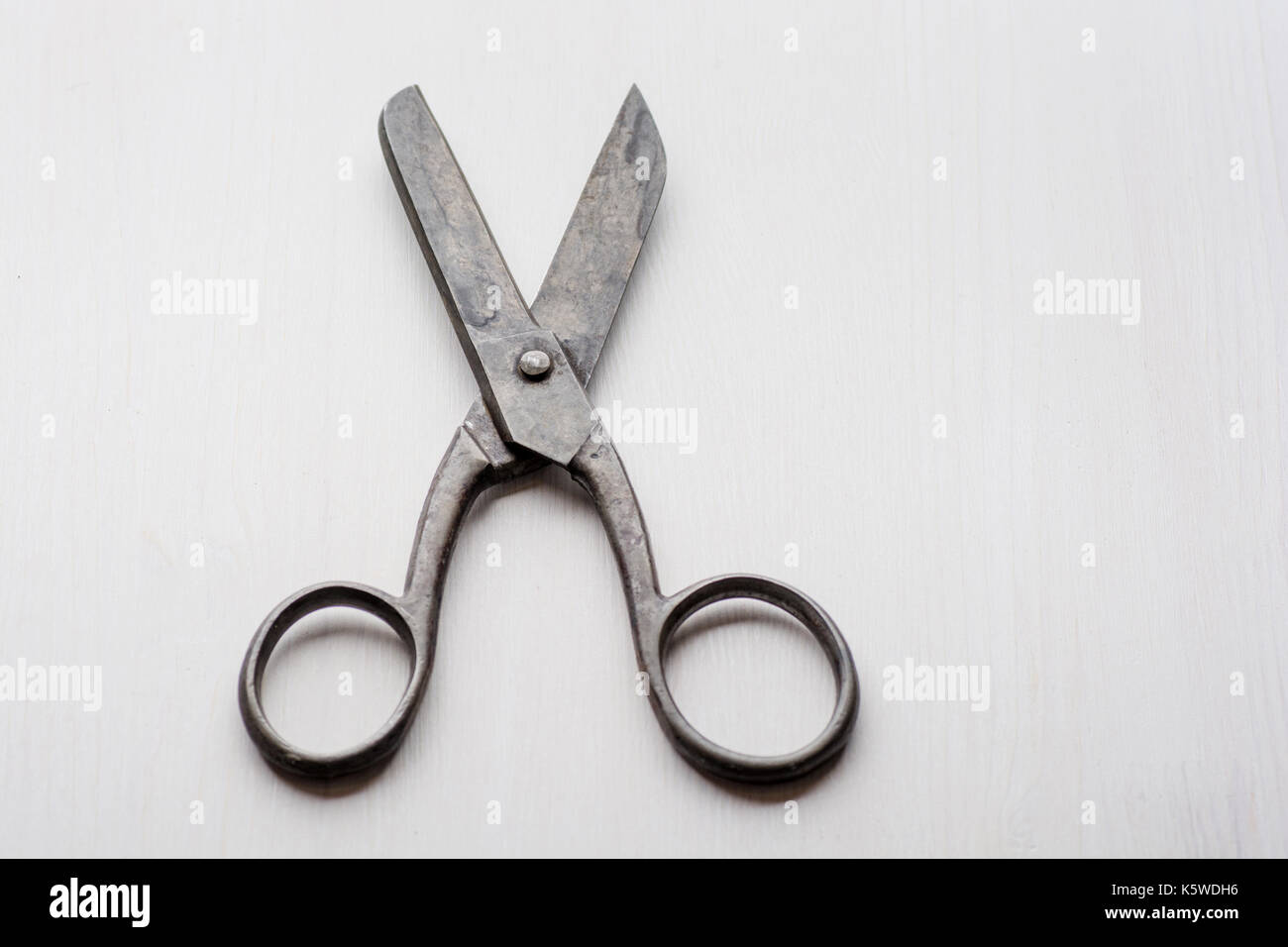 Old Drapers Tailors Scissors isolated on white background with shadow ...
