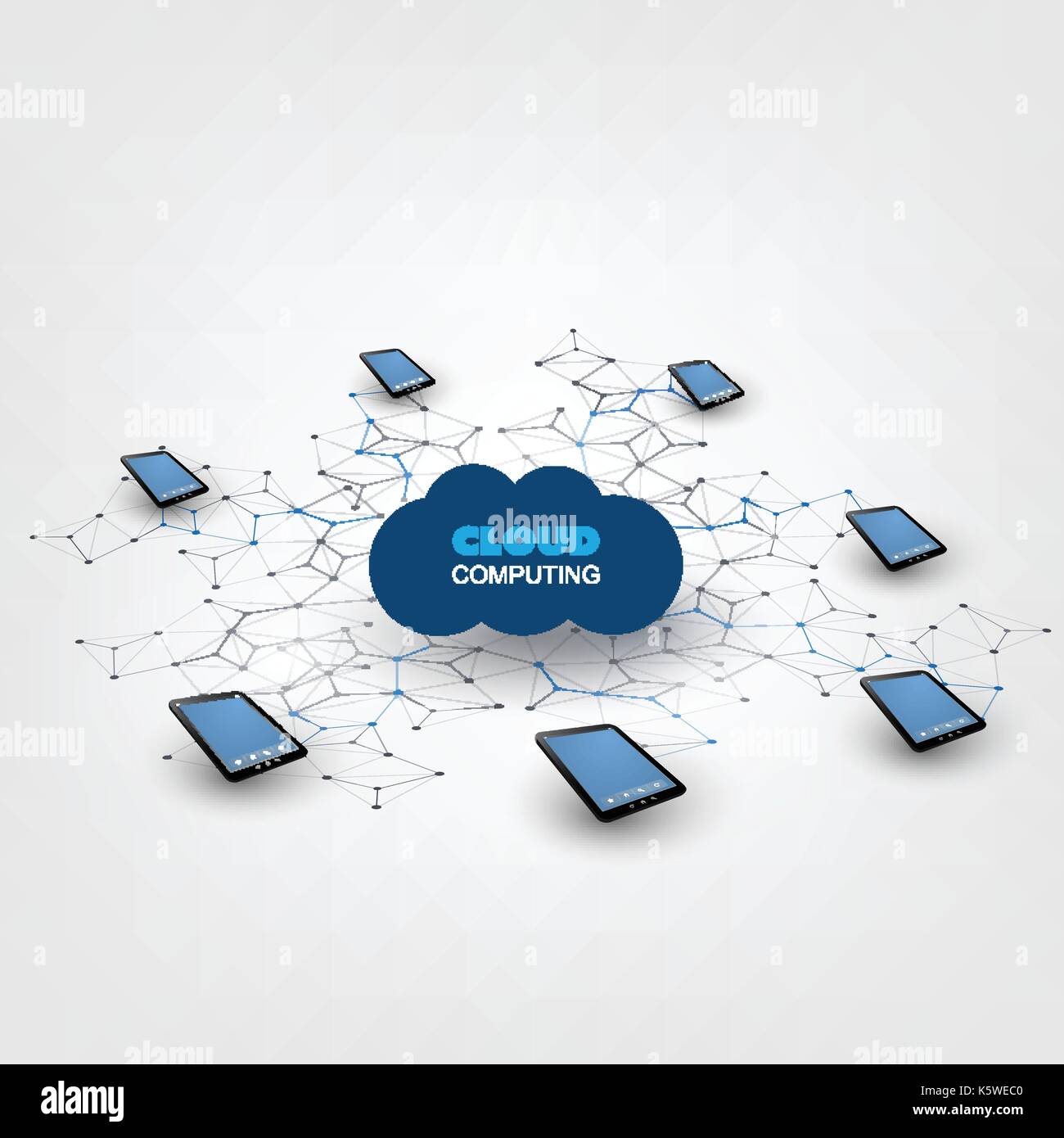 Cloud Computing Design Concept - Digital Network Connections, Technology Background Stock Vector ...