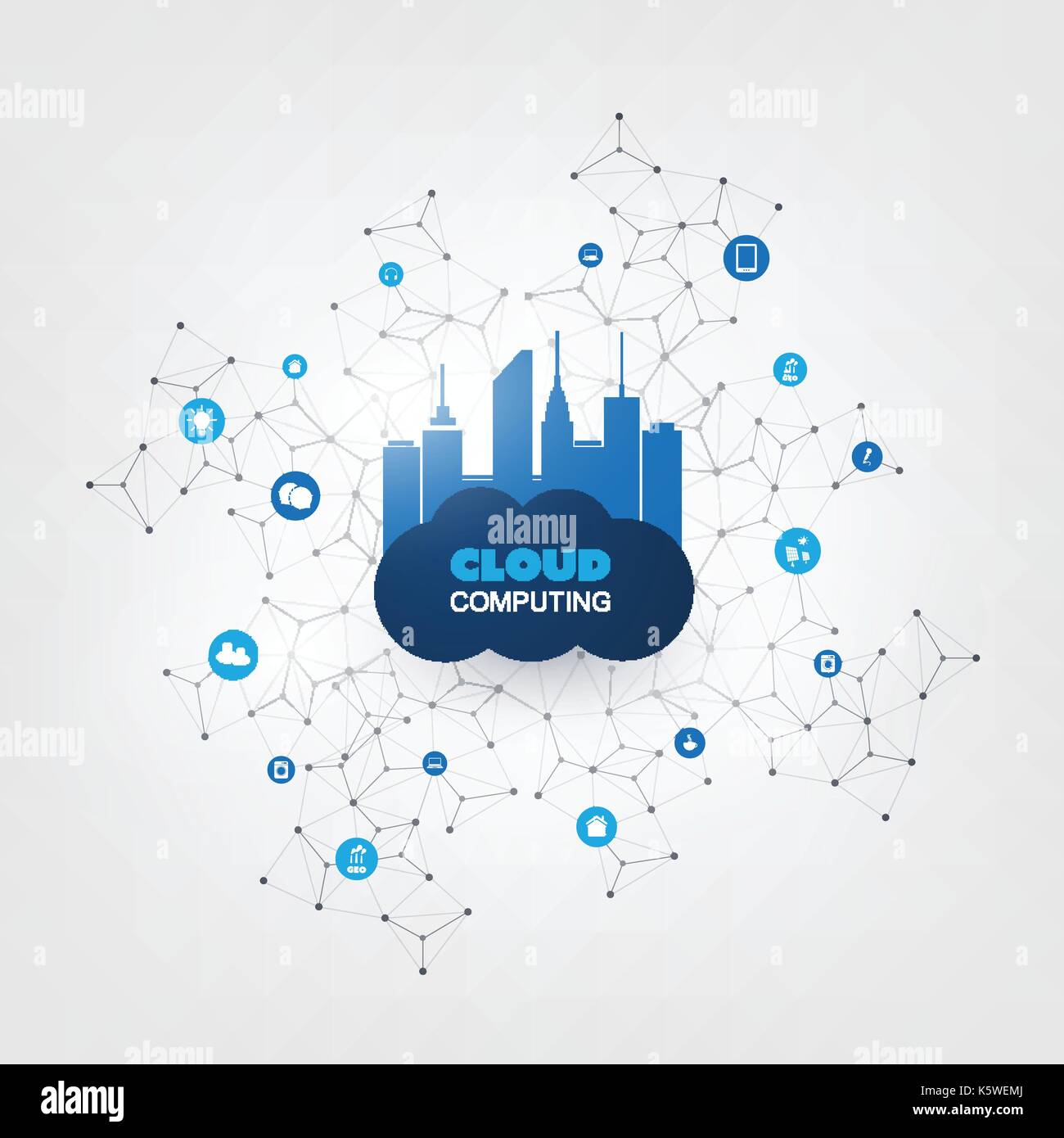 Cloud Computing Design Concept with Icons - Digital Network Connections ...