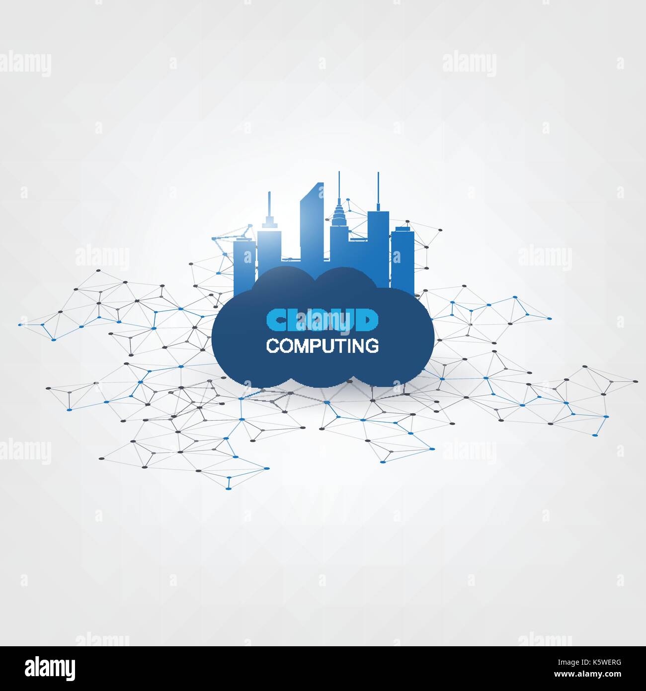 Cloud Computing Design Concept - Digital Network Connections, Technology Background Stock Vector ...