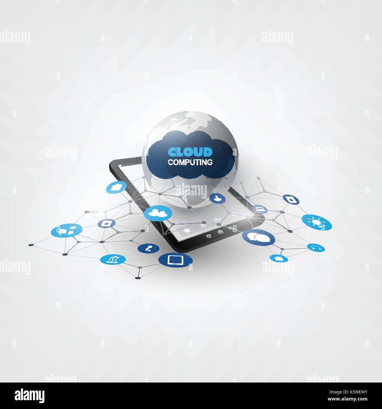 Cloud Computing Design Concept with Icons - Digital Network Connections, Technology Background ...