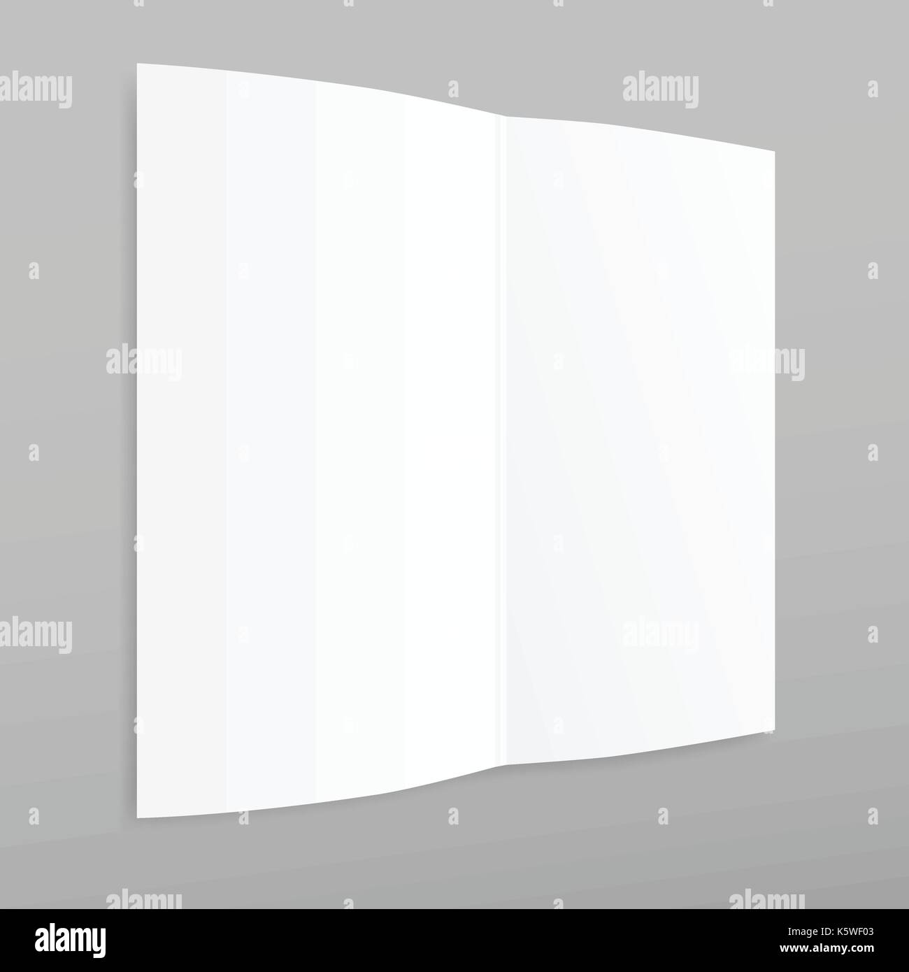 Folded white copybook, notebook paper sheet, brochure, leaflet with ...