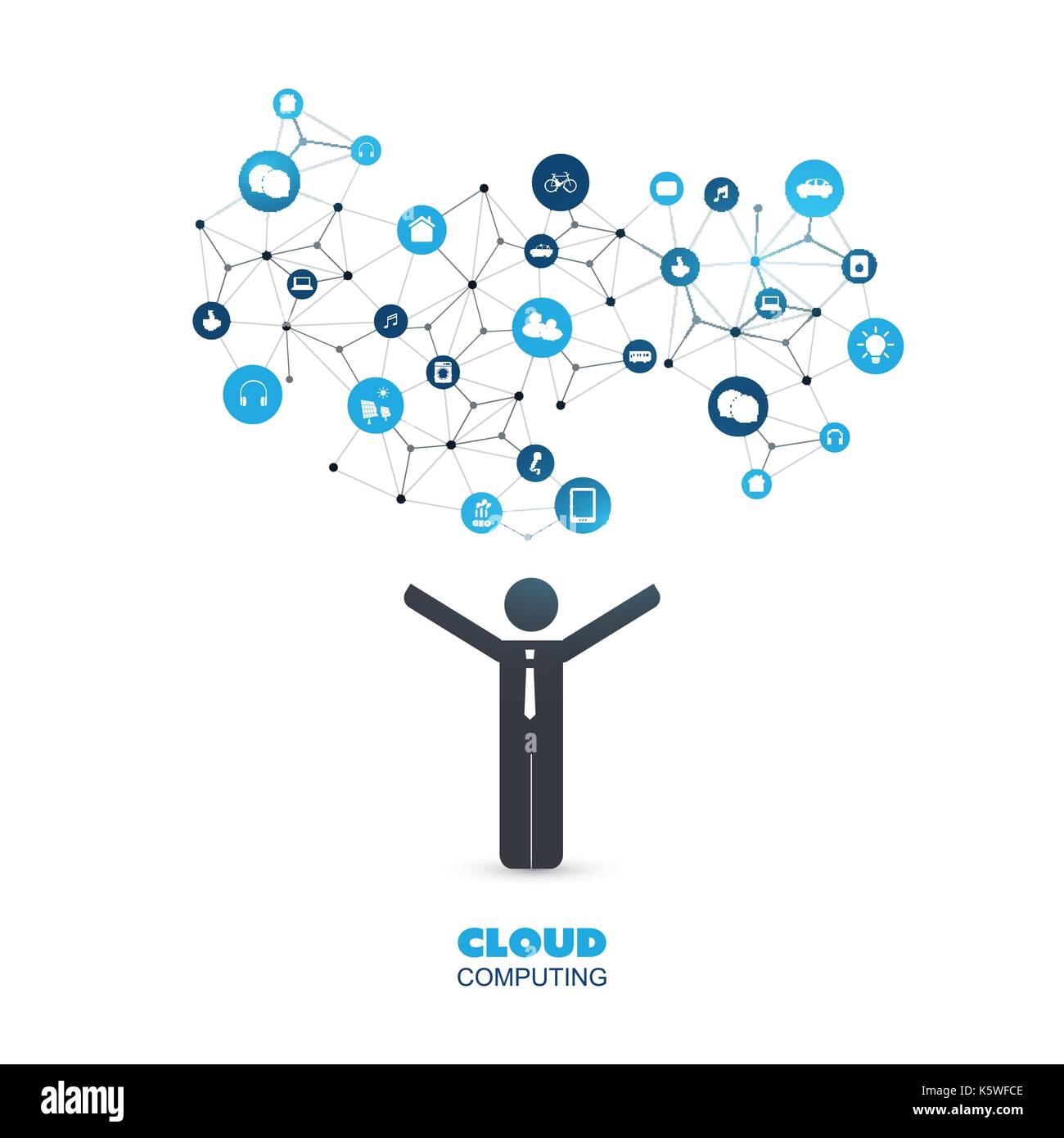 Cloud Computing Design Concept with Icons - Digital Network Connections ...