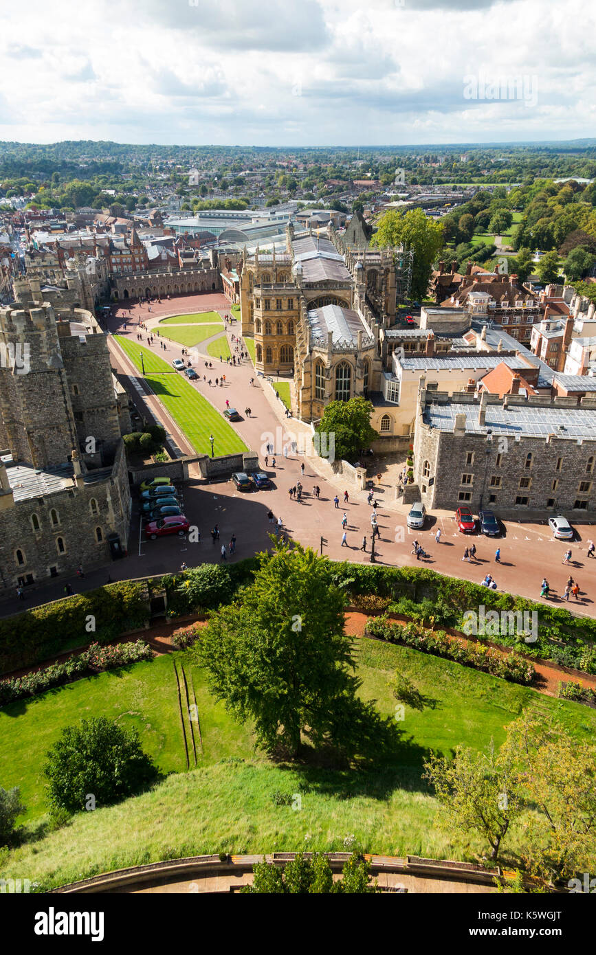 View of the Lower Ward of Windsor Castle including Saint Georges Chapel ...