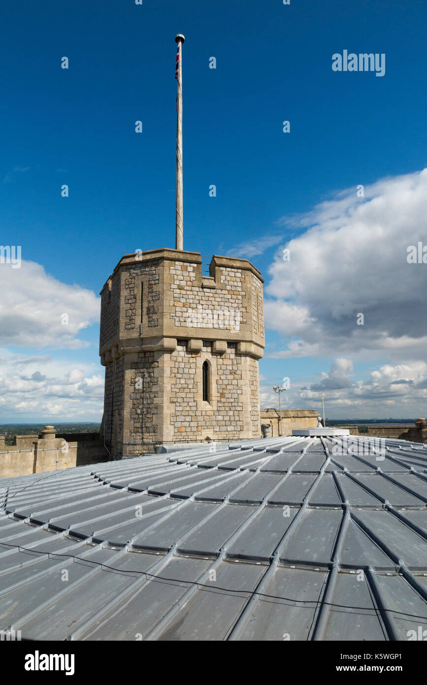 The leaded roof and top of The Round Tower of Windsor Castle, in ...