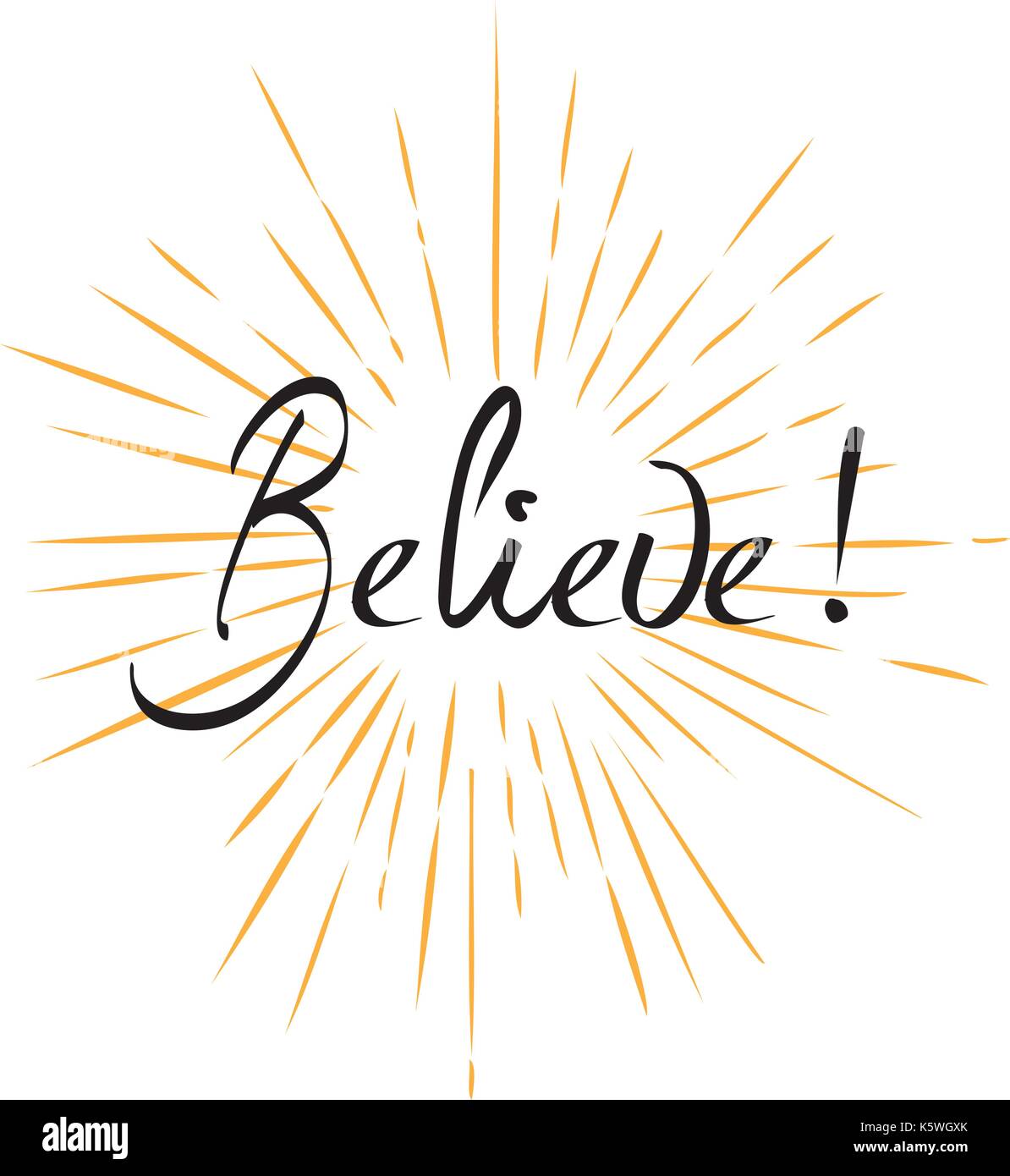 vector illustration of believe text on sun rays background Stock Vector ...