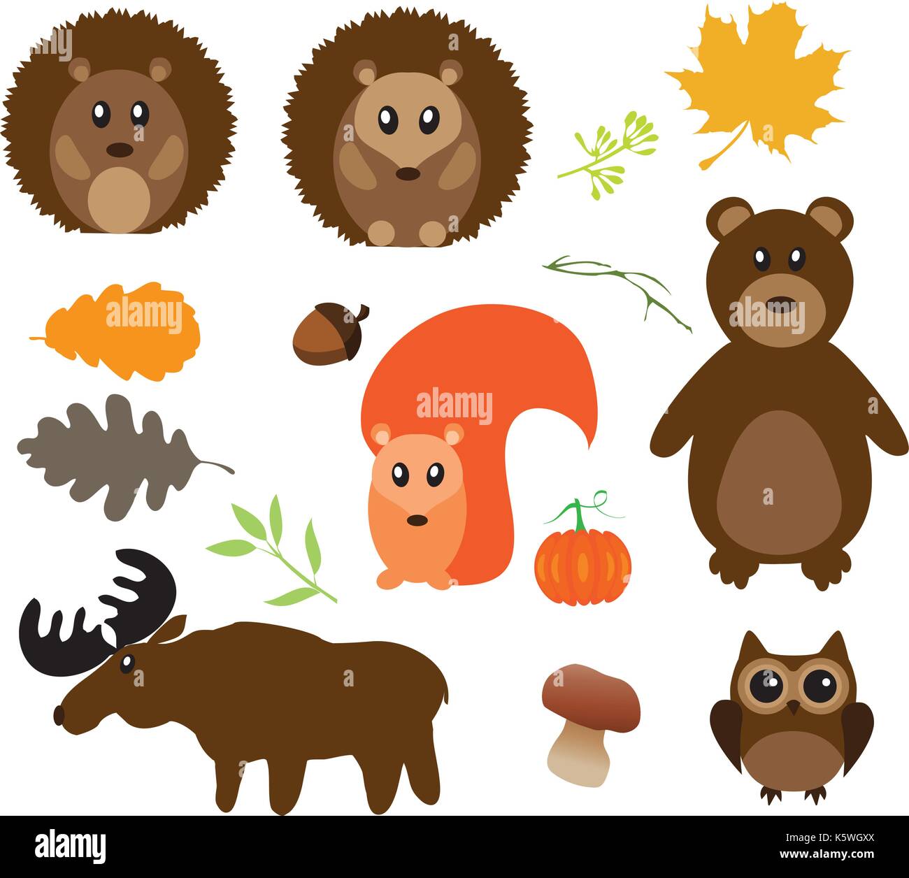 vector illustration of fall animals and fall elements Stock Vector ...