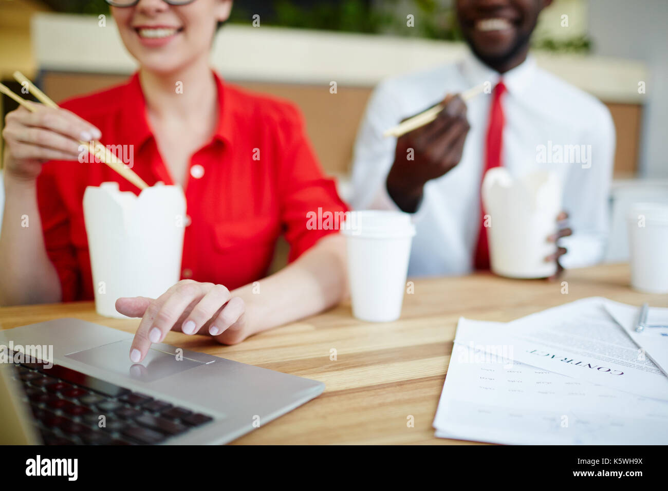 Fun during lunch Stock Photo - Alamy