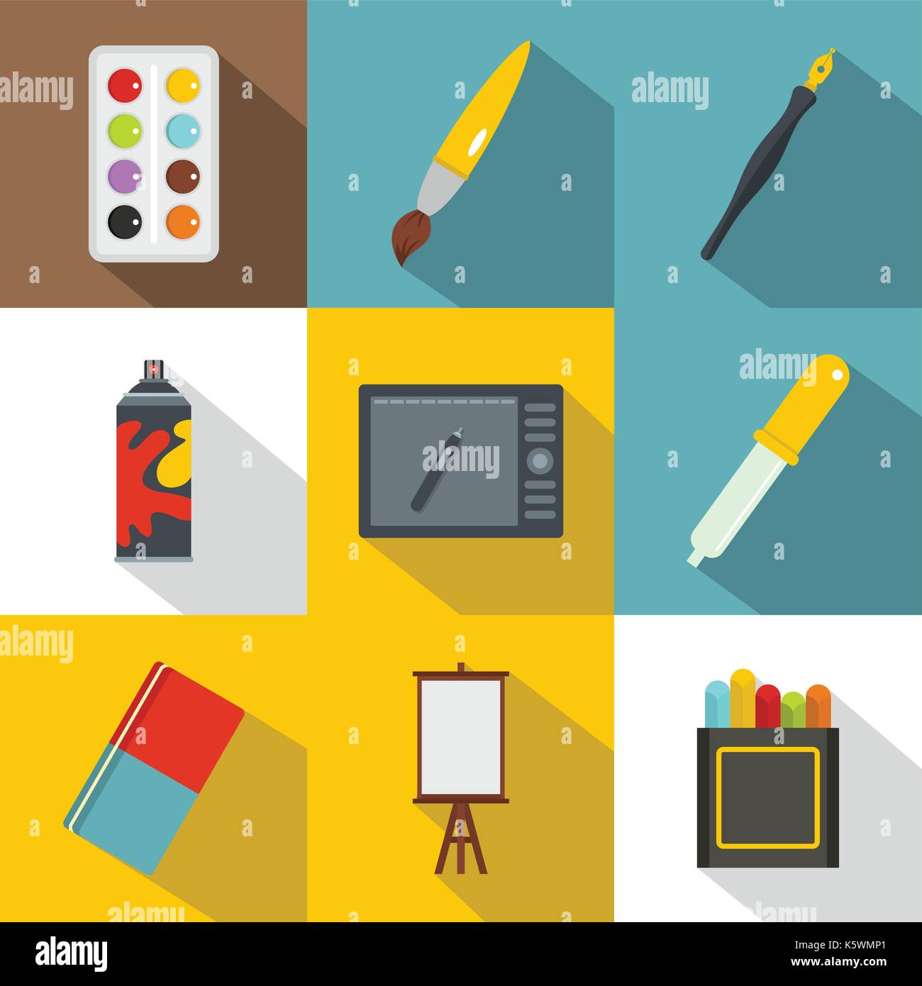 Designer workspace icon set, flat style Stock Vector Image & Art - Alamy
