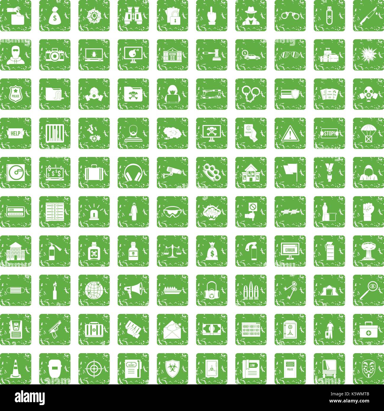 100 crime icons set grunge green Stock Vector Image & Art - Alamy