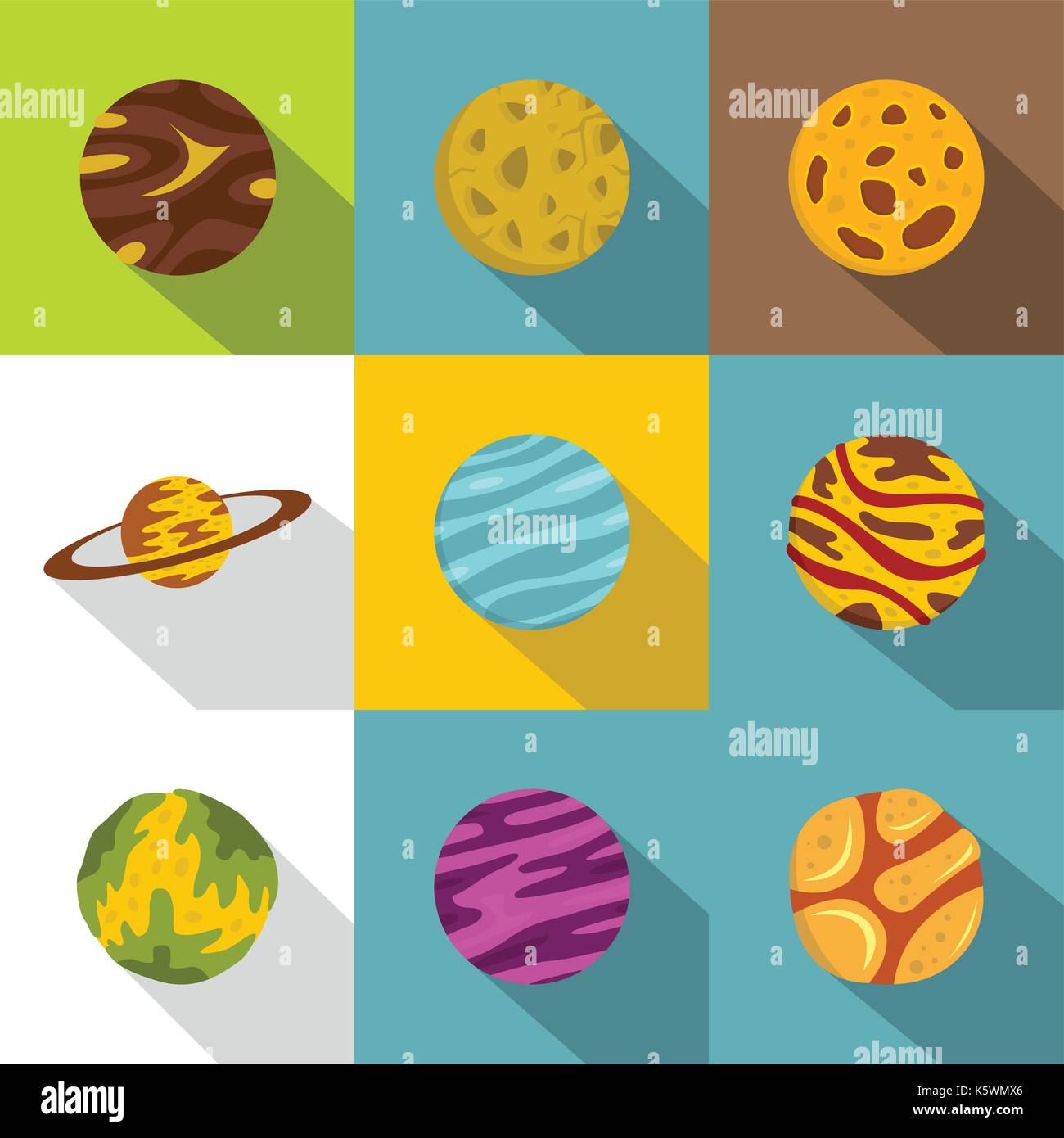 Space planet icon set, flat style Stock Vector Image & Art - Alamy