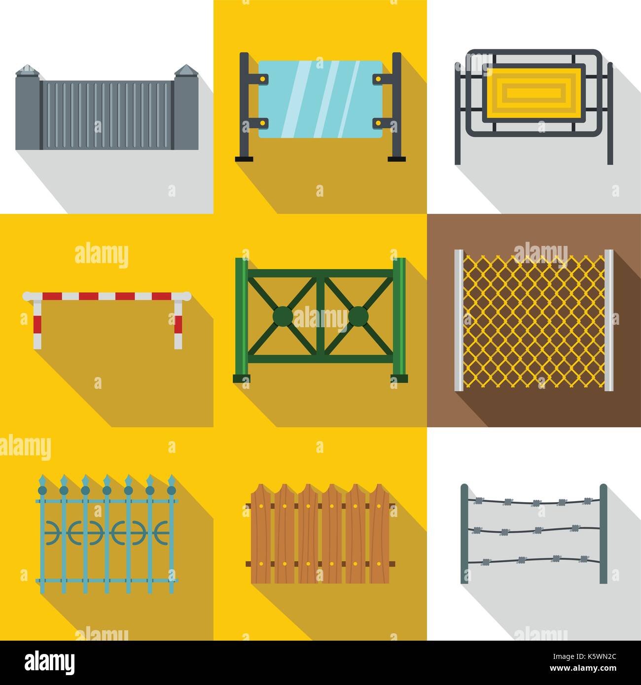 Sections of fence icon set, flat style Stock Vector Image & Art - Alamy