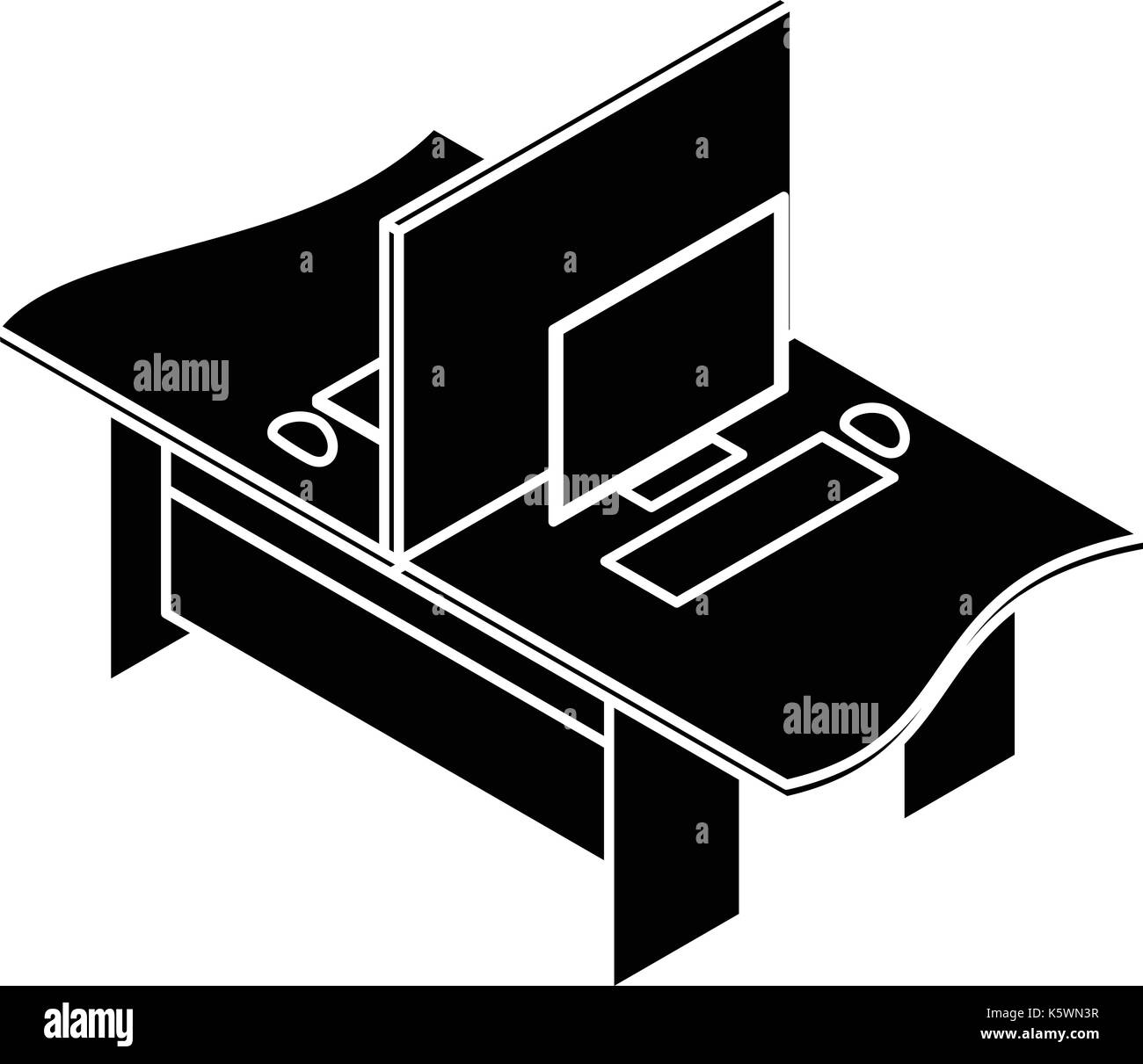 Double office table icon, simple style Stock Vector Image & Art - Alamy
