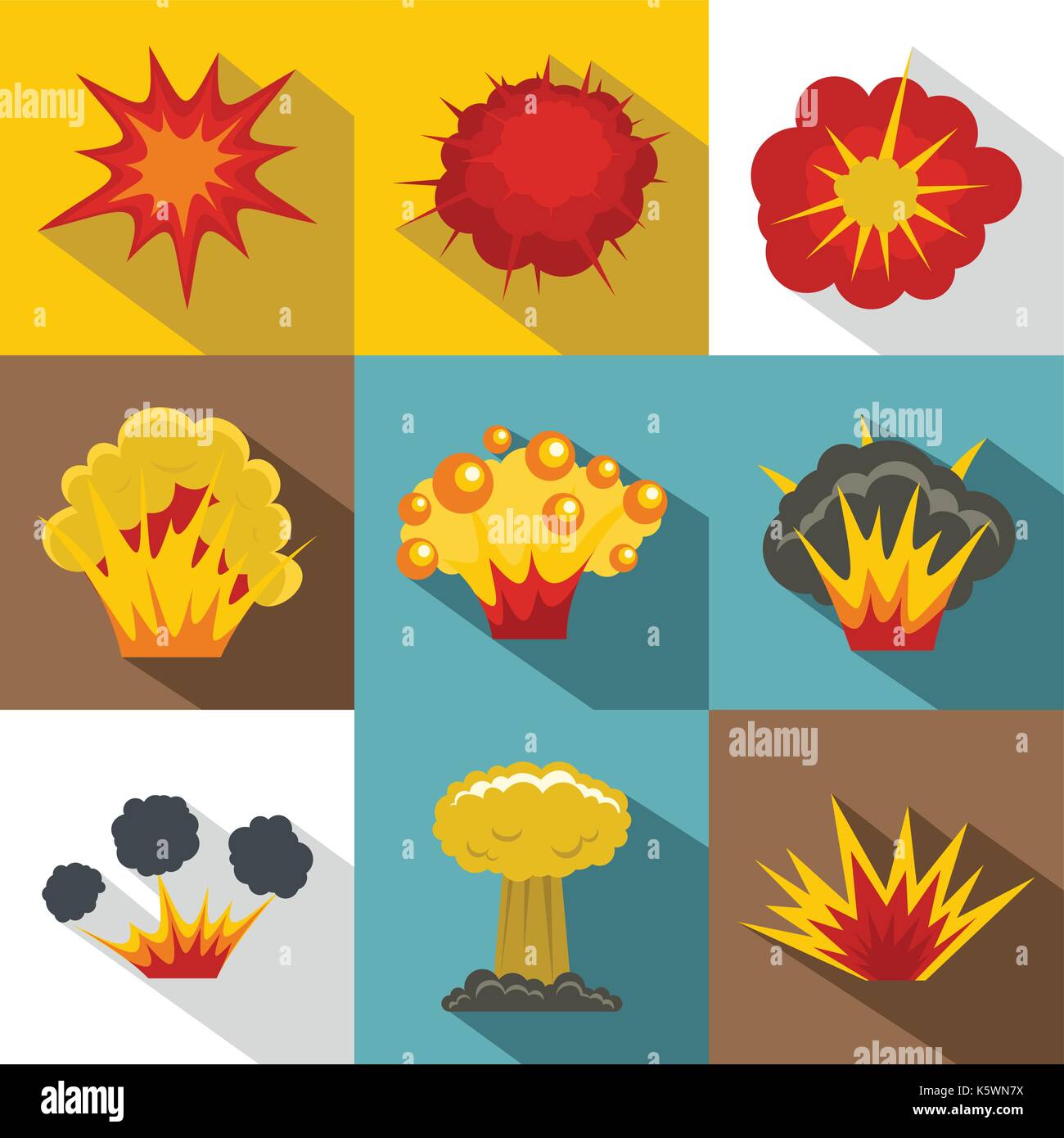 Different explosion icon set, flat style Stock Vector Image & Art - Alamy