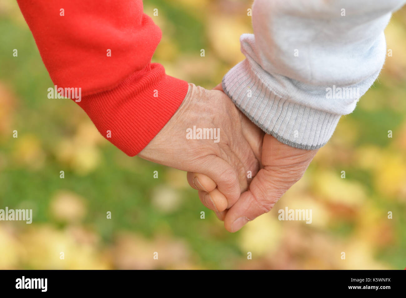 Elderly couple holding hands Stock Photo - Alamy