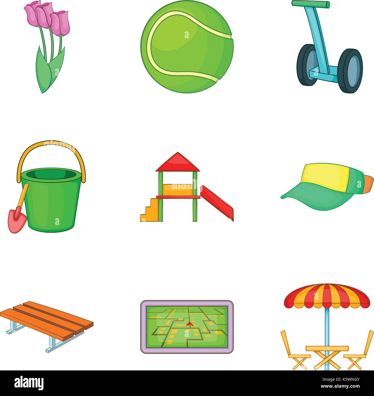 Outdoor park activities icon set, cartoon style Stock Vector Image ...