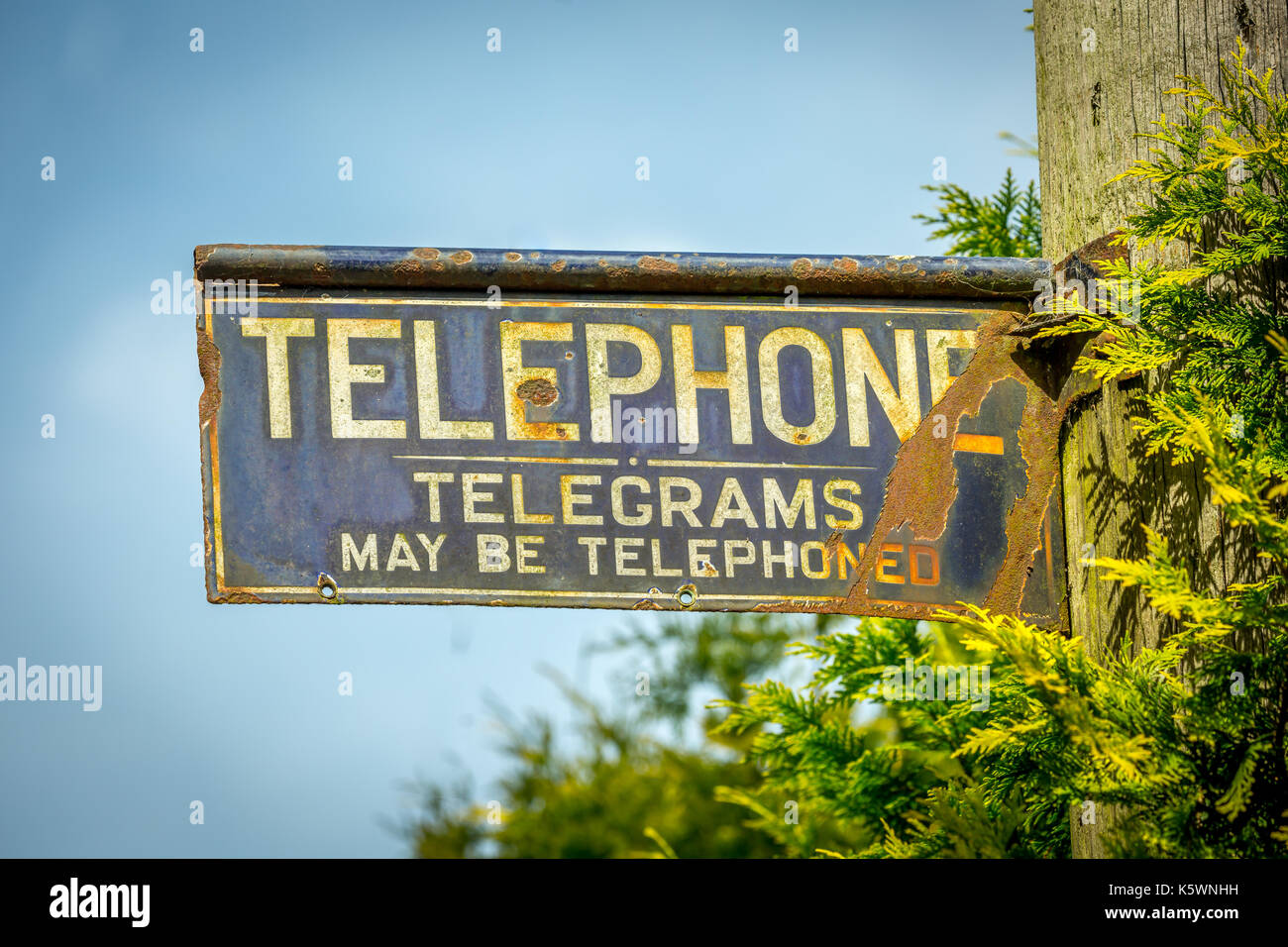 Old Post Office telephone sign Stock Photo - Alamy
