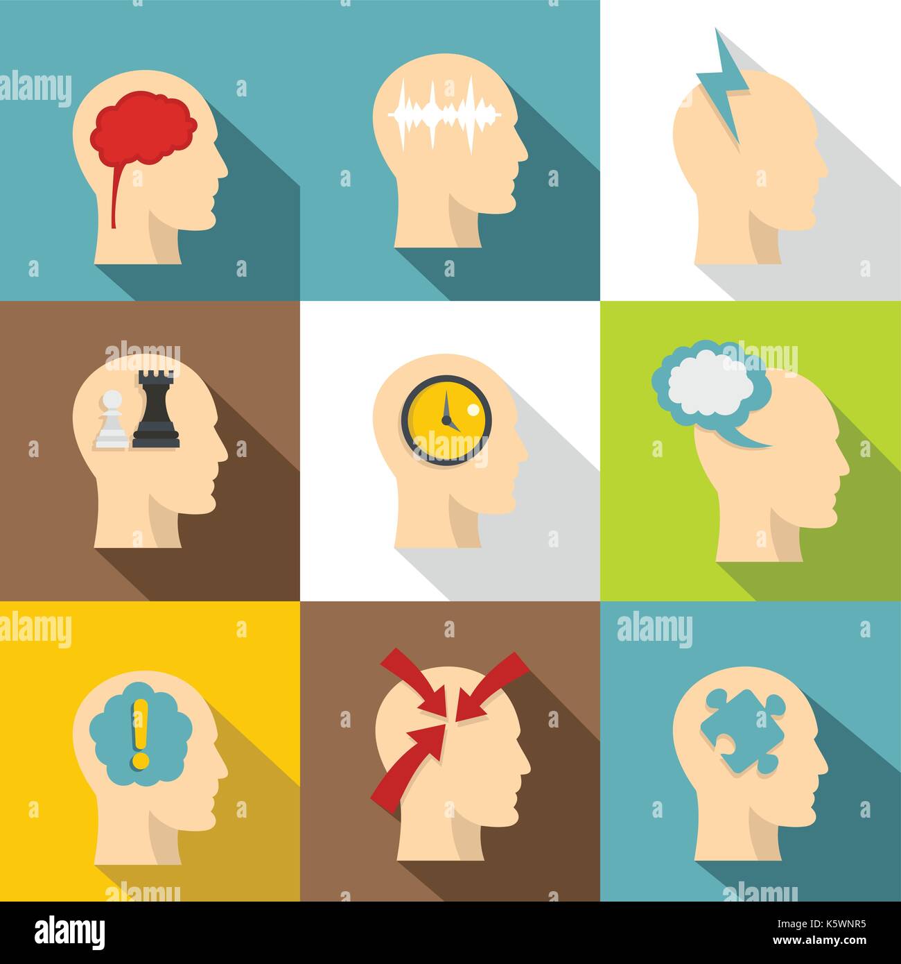 Head think icon set, flat style Stock Vector Image & Art - Alamy