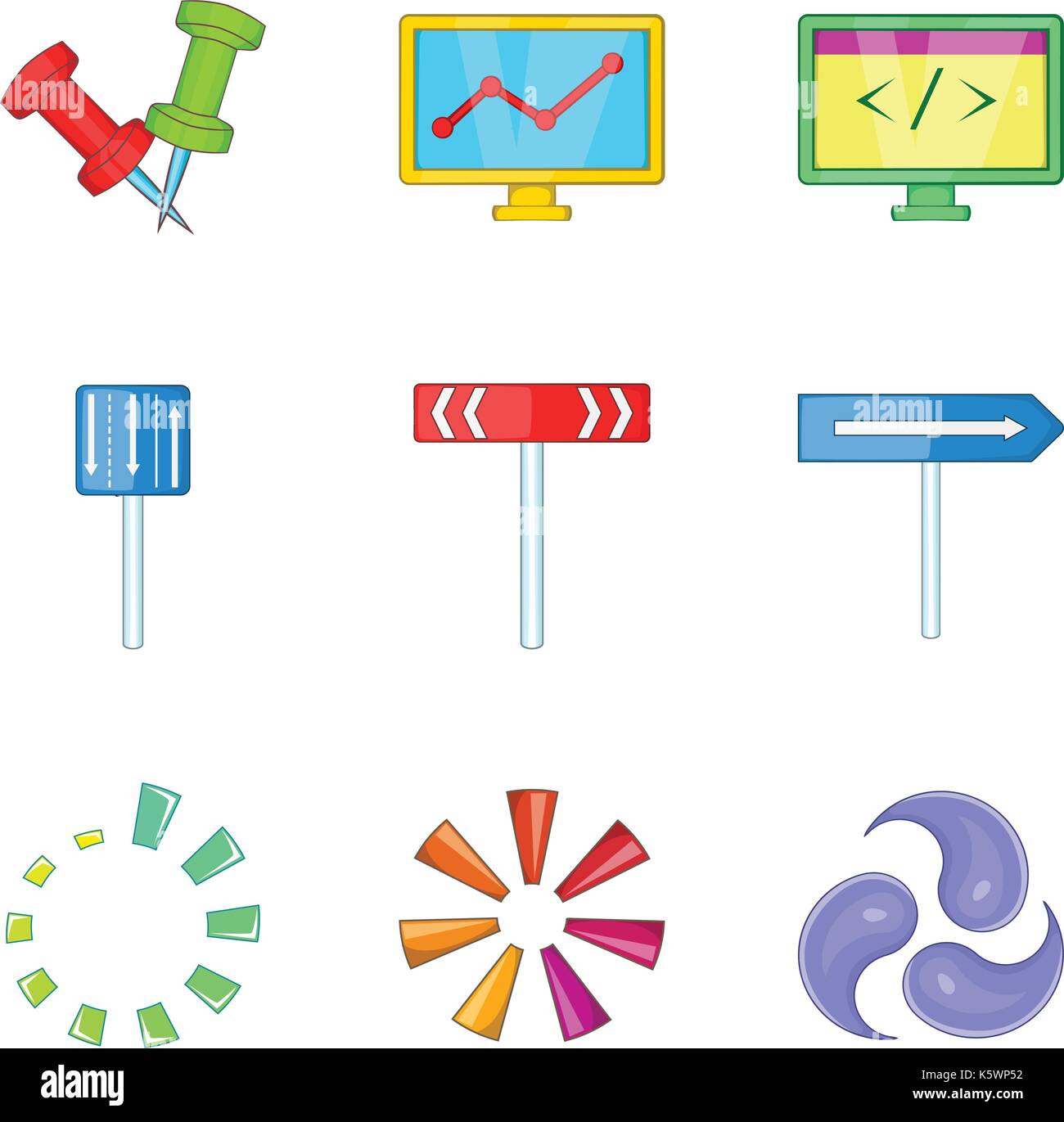 Turn arrow icons set, cartoon style Stock Vector Image & Art - Alamy