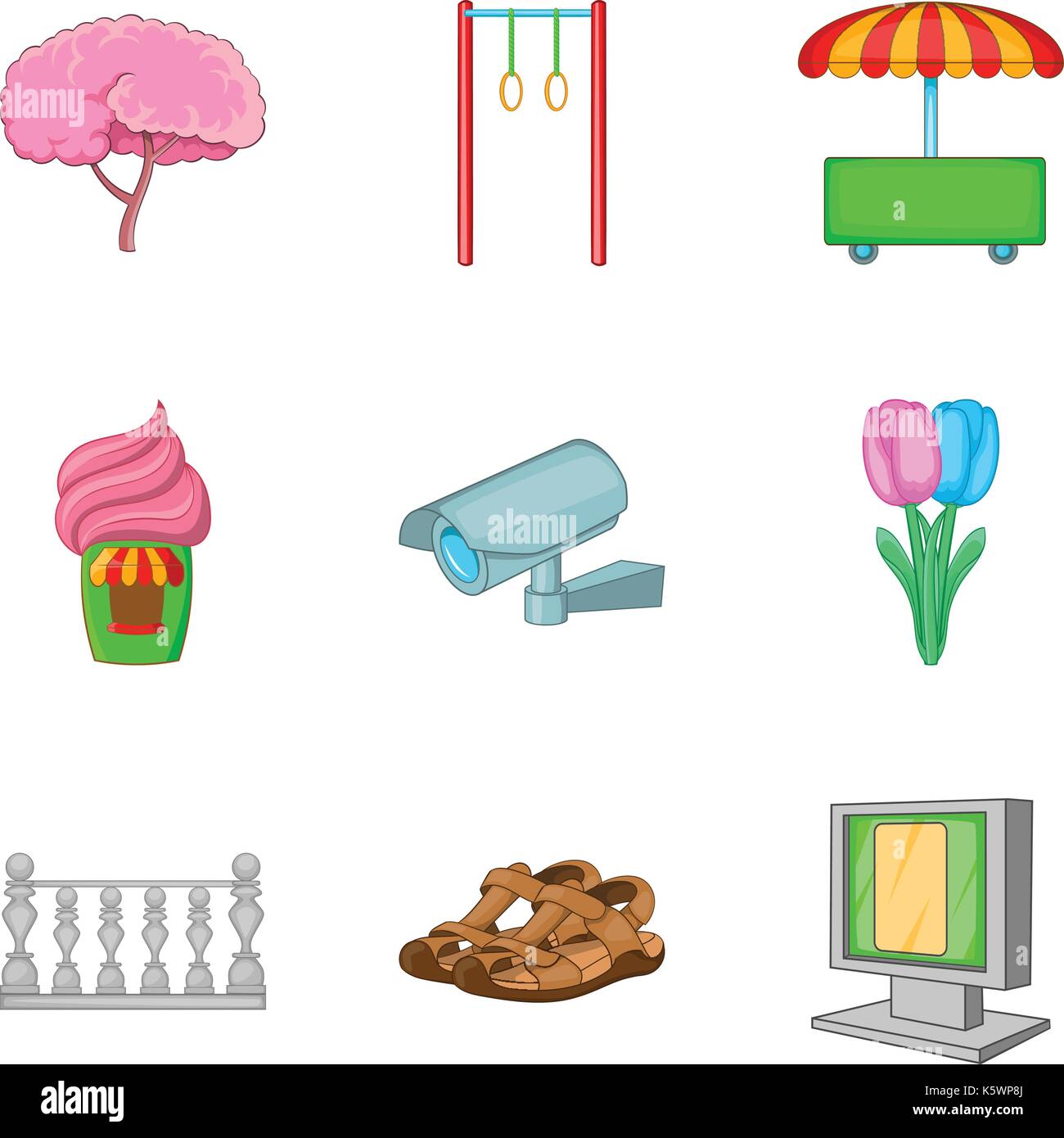 City park activities icon set, cartoon style Stock Vector Image & Art ...