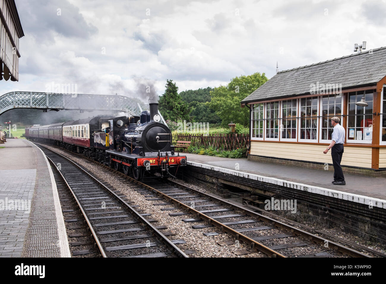 Y14 steam locomotive engine in Weybourne station, North Norfolk Railway ...