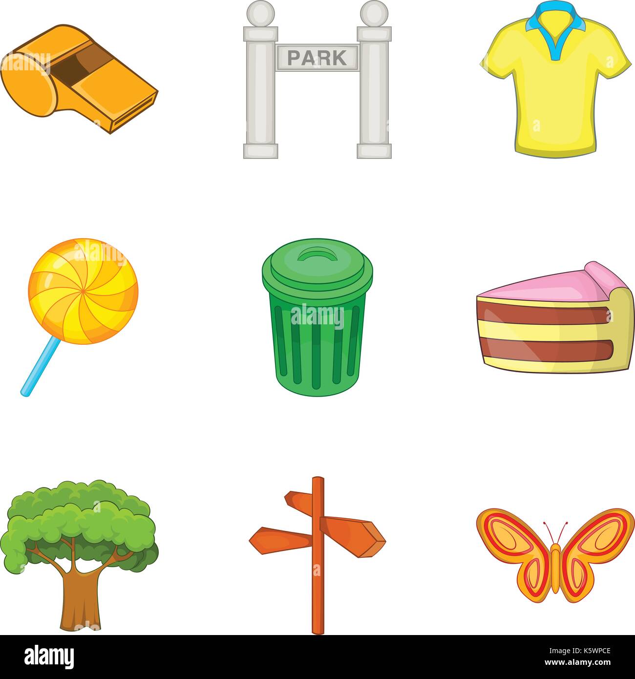 Outdoor park recreation icon set, cartoon style Stock Vector Image ...