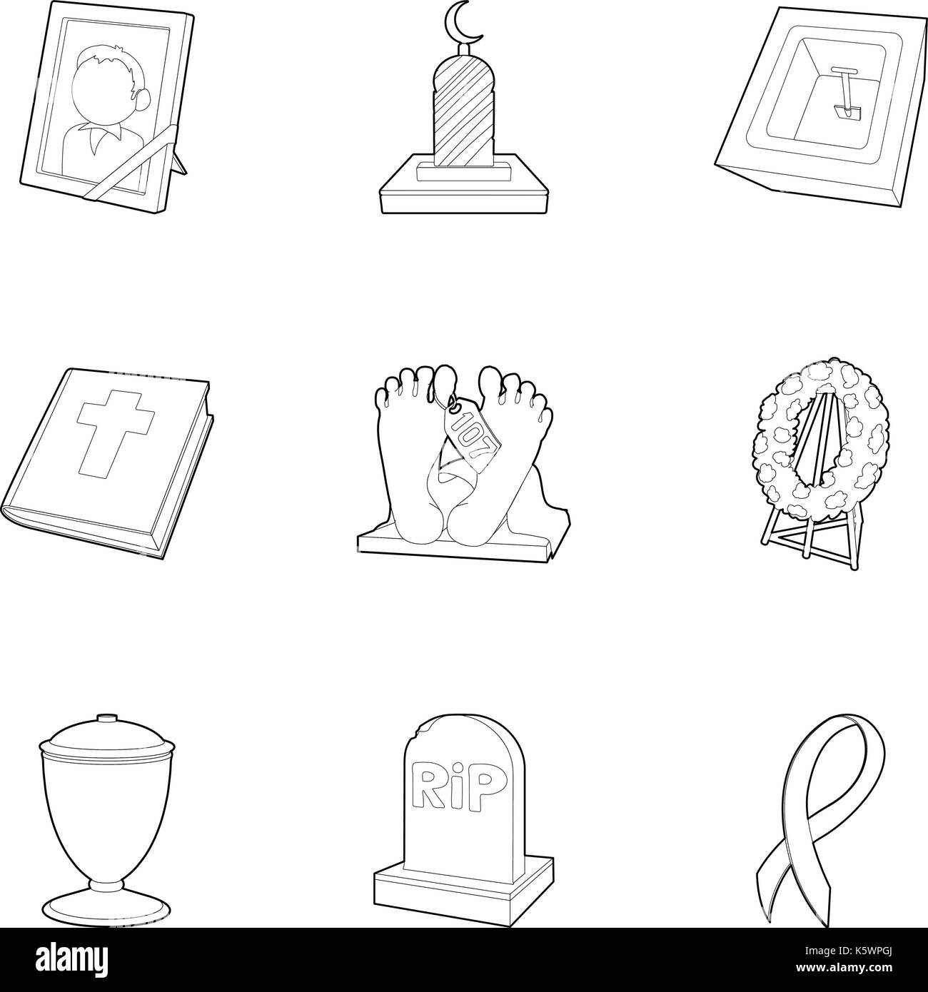Ritual service icons set, outline style Stock Vector Image & Art - Alamy