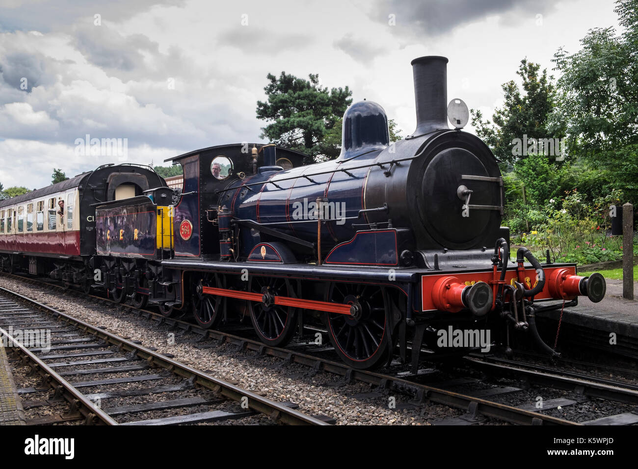 Y14 steam locomotive engine in Weybourne station, North Norfolk Railway ...