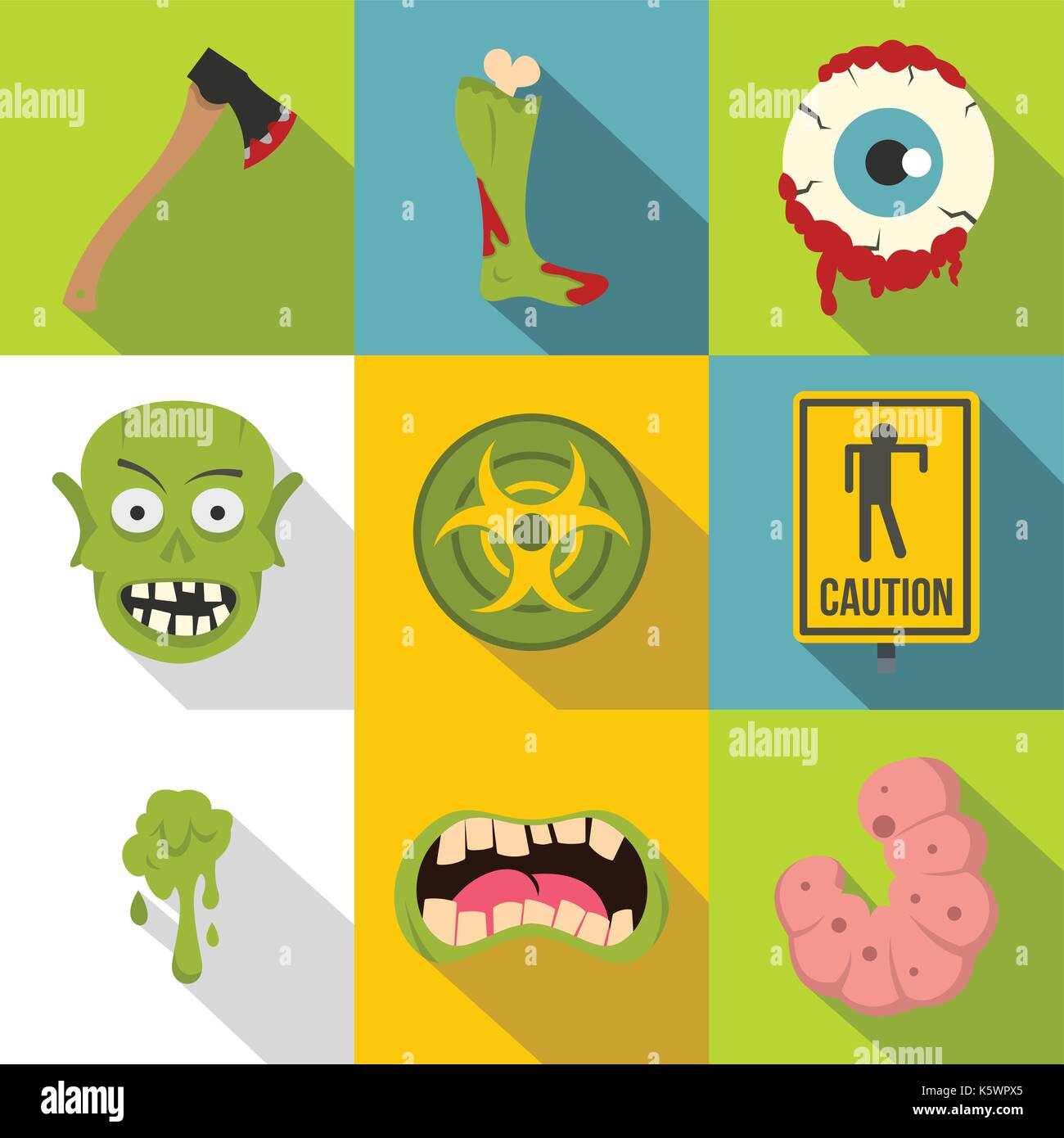 Zombie element icon set, flat style Stock Vector Image & Art - Alamy