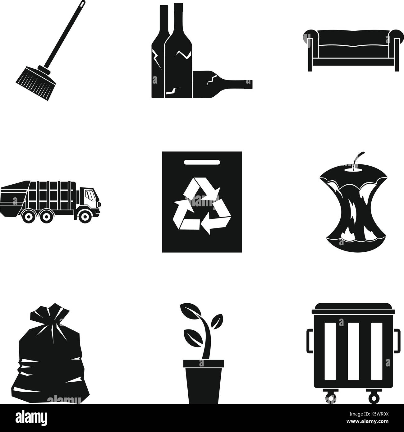 Recycle cleaning service icon set, simple style Stock Vector Image ...