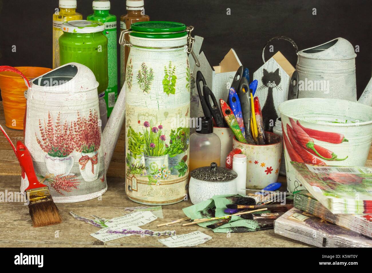 BRNO, CZECH REPUBLIC -10 September, 2017: Products made by decoupage ...