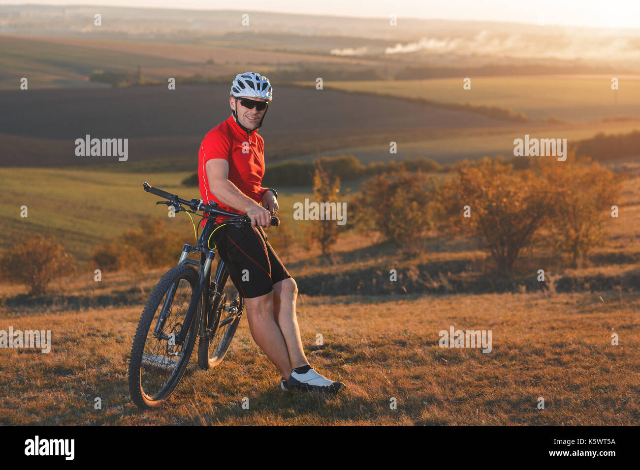 Bike adventure travel photo. Bike tourists ride on the countryside ...