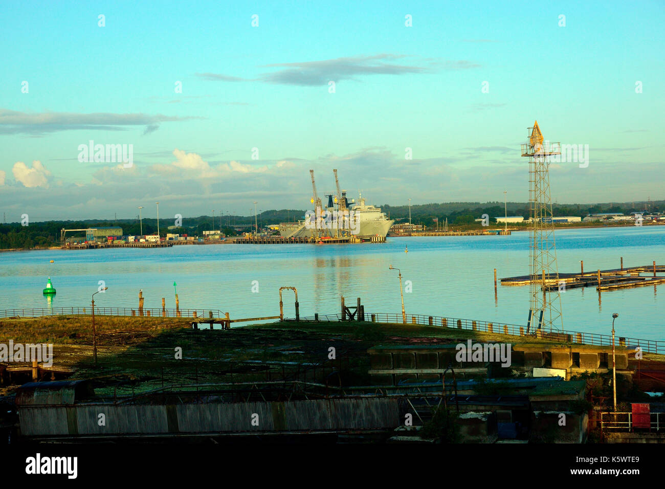 MARCHWOOD MILITARY PORT FROM THE RUINS OF THE ROYAL PIER Stock Photo ...