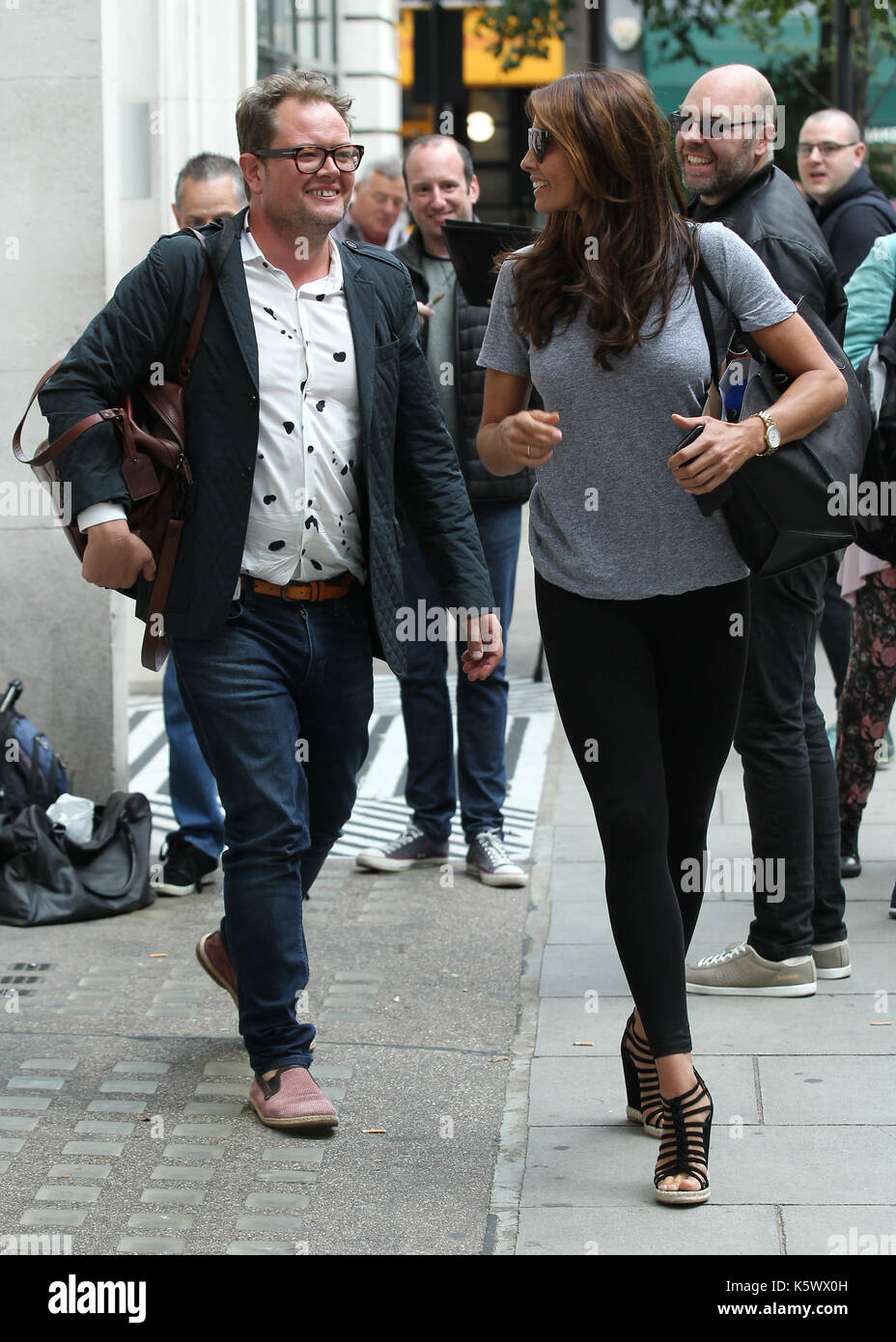 Melanie Sykes and Alan Carr seen leaving the BBC studios in London on ...