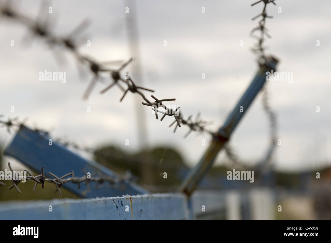 Security with a barbed wire fence Stock Photo - Alamy
