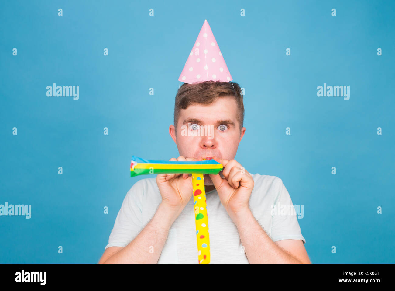fool crazy man. happy expression. April fools day concept Stock Photo ...