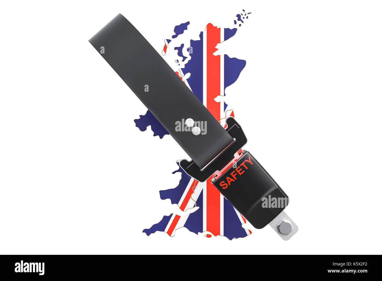 British map with safety belt. Security and protect or insurance concept ...