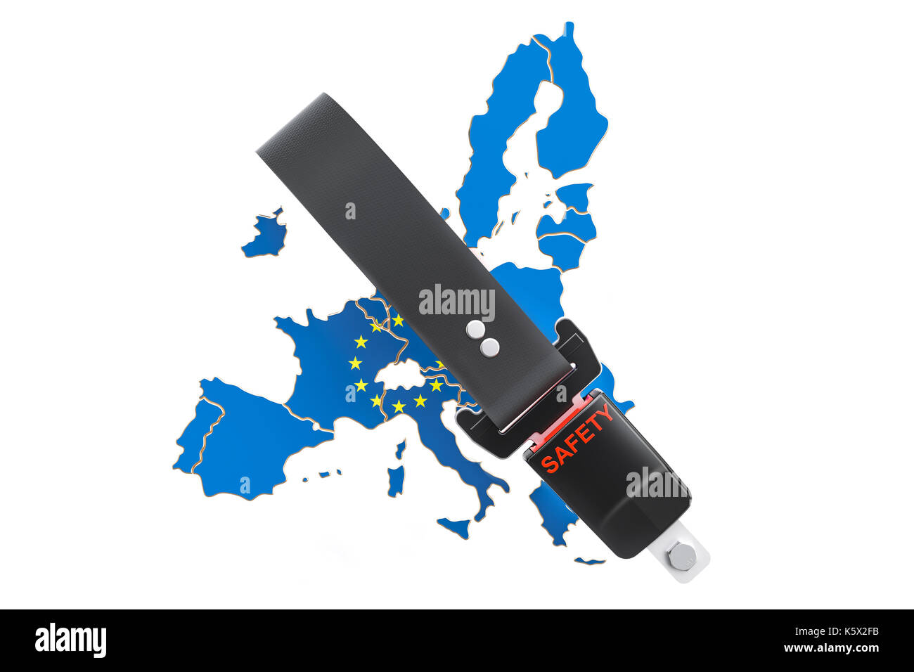 European map with safety belt. Security and protect or insurance ...