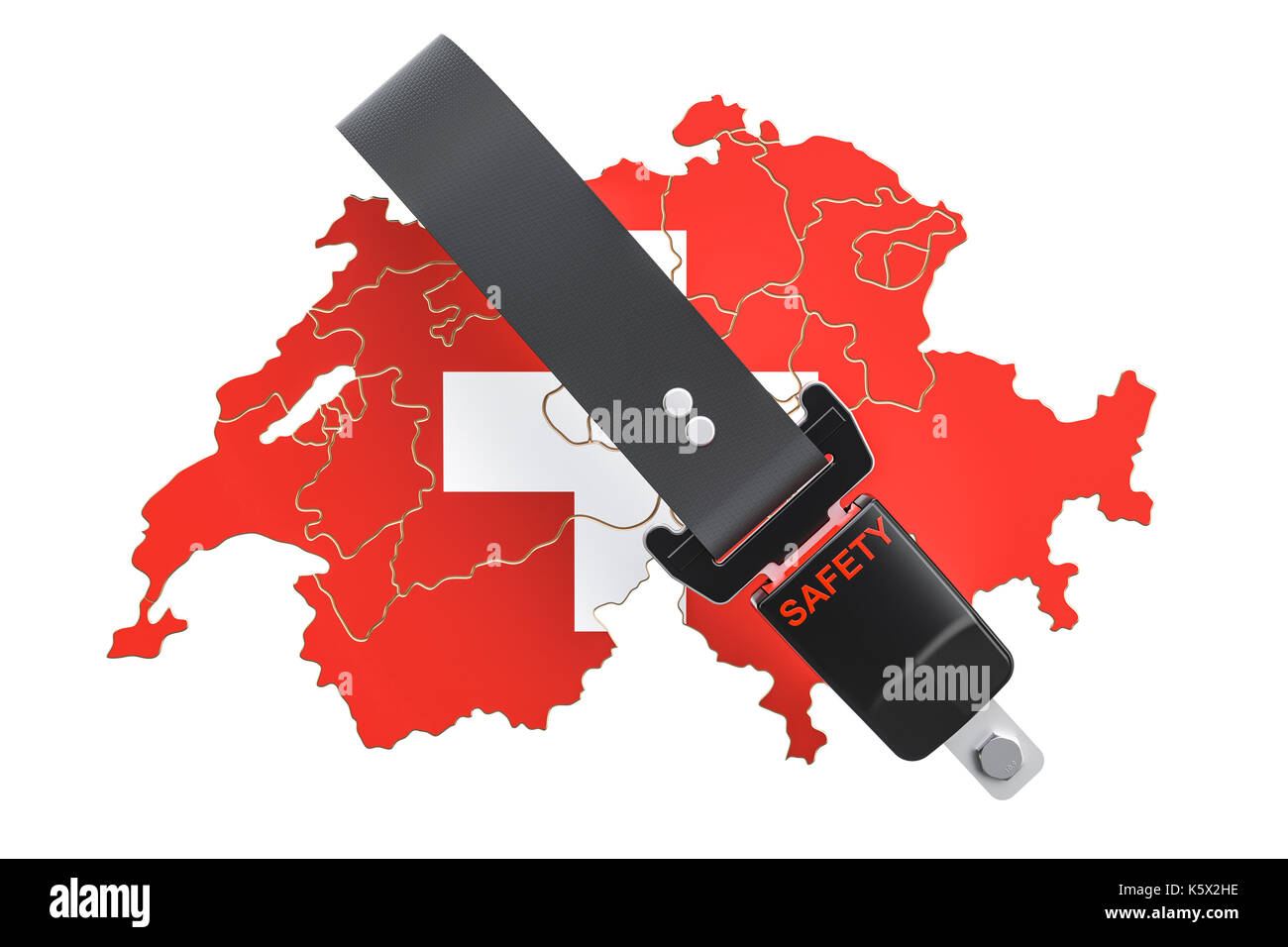 Swiss map with safety belt. Security and protect or insurance concept ...