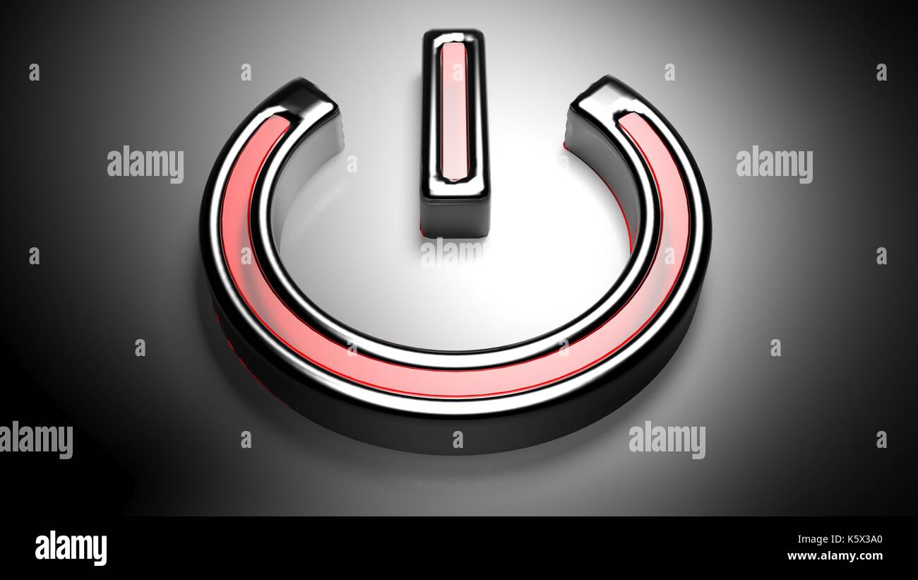 Start symbol for technology with red light - 3D rendering Stock Photo ...