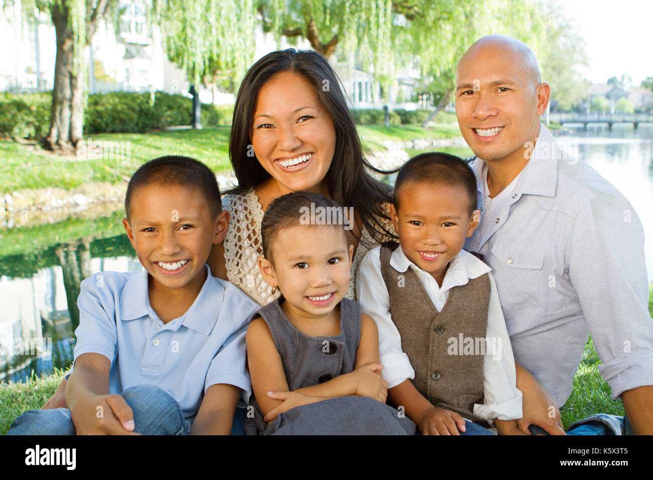 Happy Asian Family Stock Photo - Alamy