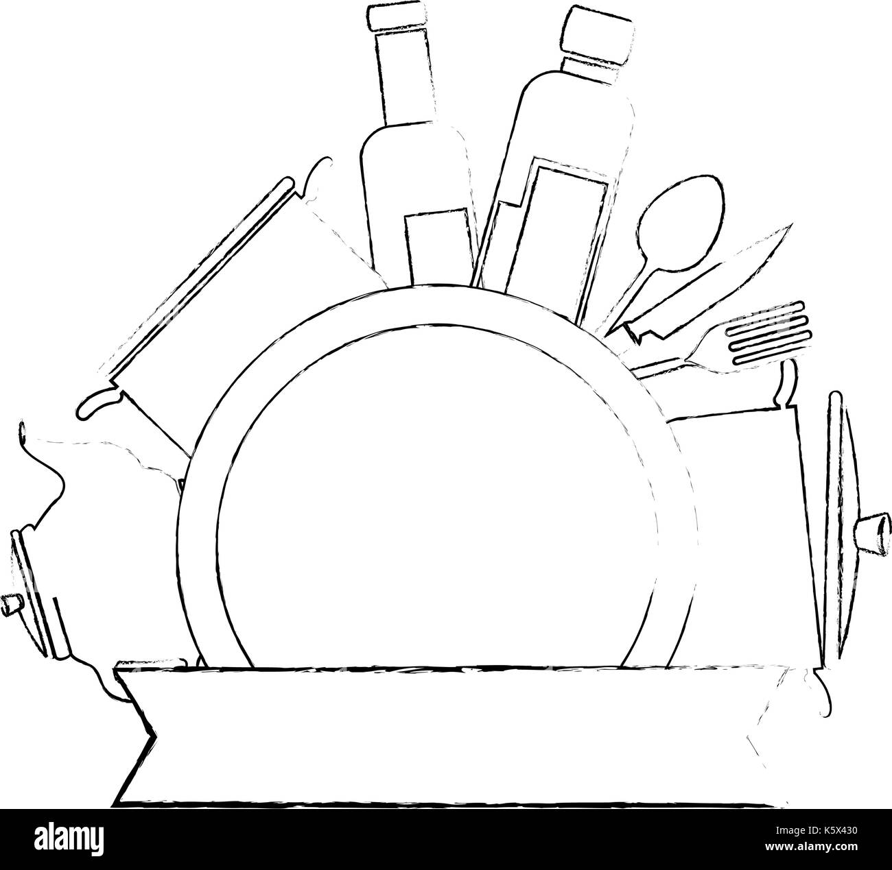 kitchen set equipment emblem Stock Vector Image & Art - Alamy