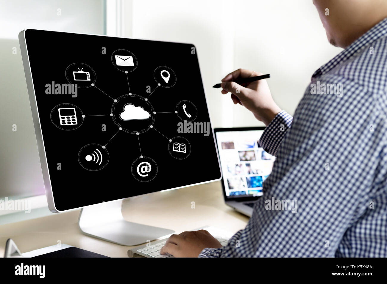 Cloud Computing diagram Network Data Storage Technology Service Stock ...
