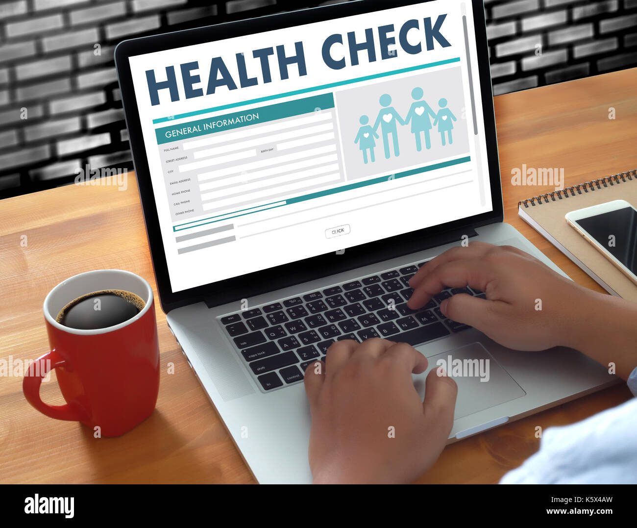 Digital HEALTH CHECK Concept working with computer interface as medical ...