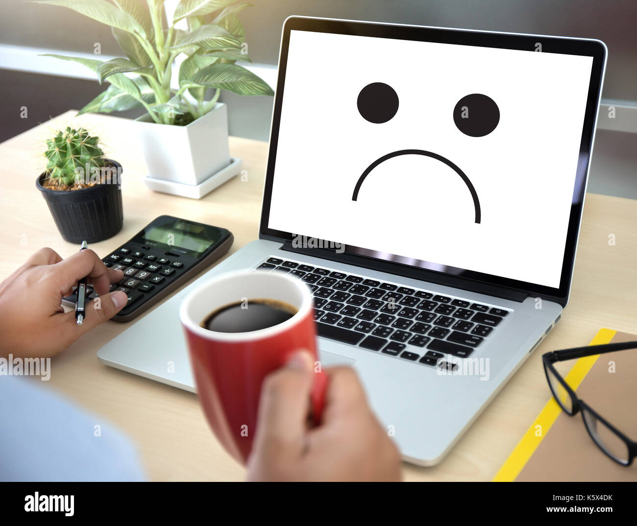 Depressive emotions concept, smiley face emoticon printed depression ...