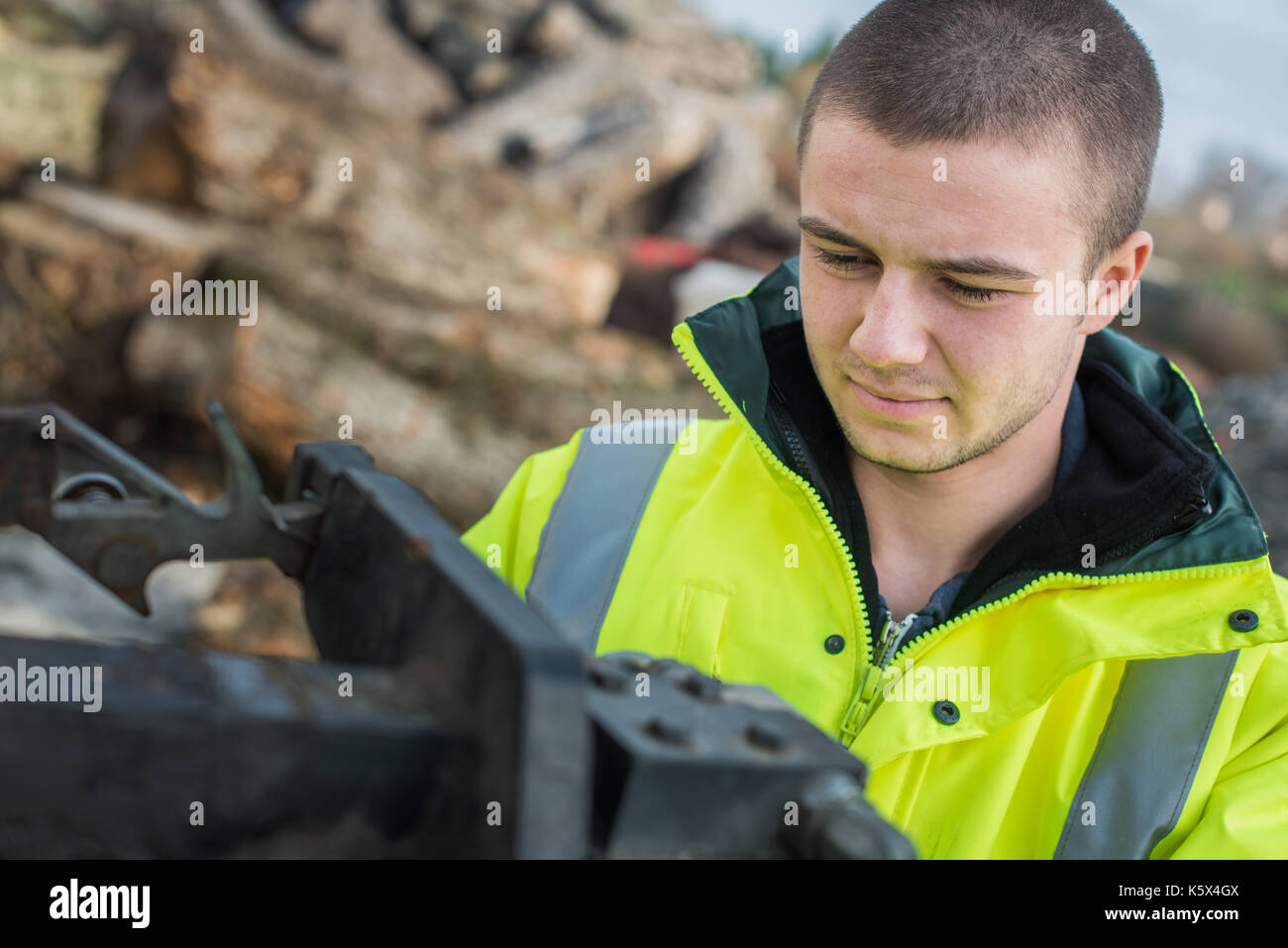worker of urban municipal recycling garbage collector truck Stock Photo ...