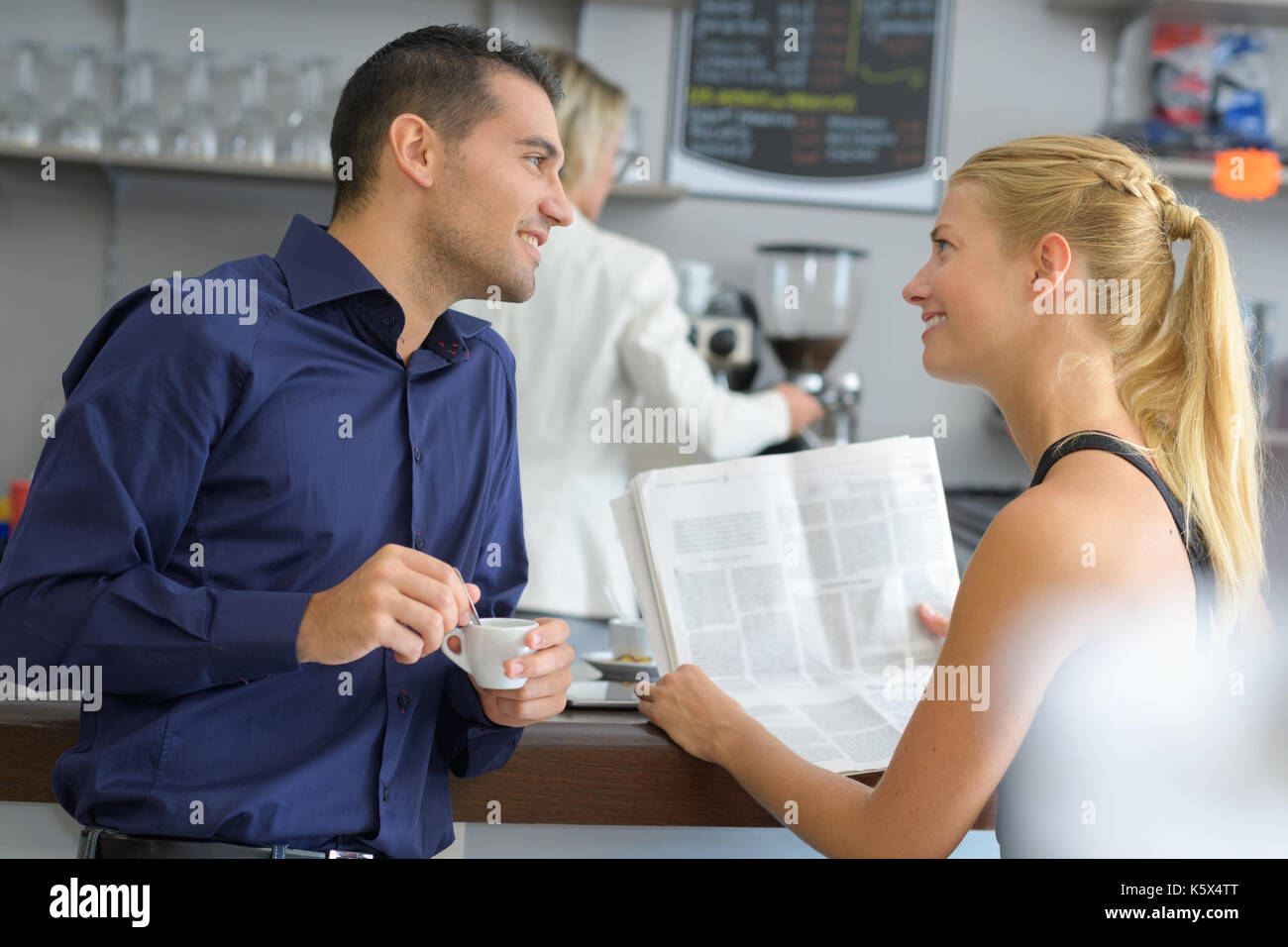 Male best friends talking coffee hi-res stock photography and images ...